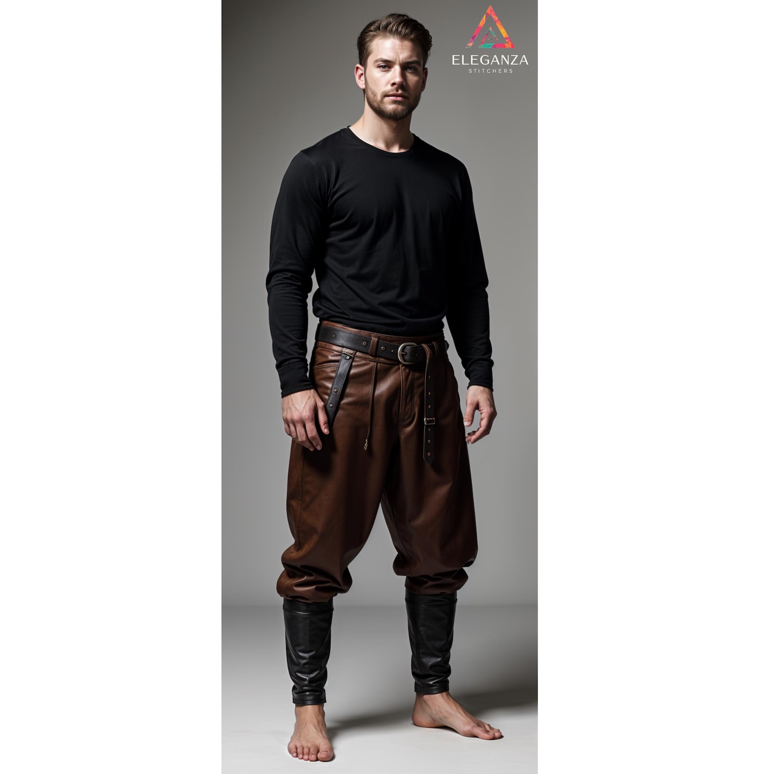 Handmade Customized Brown Leather LARP Pants – Viking Warrior Trousers ...