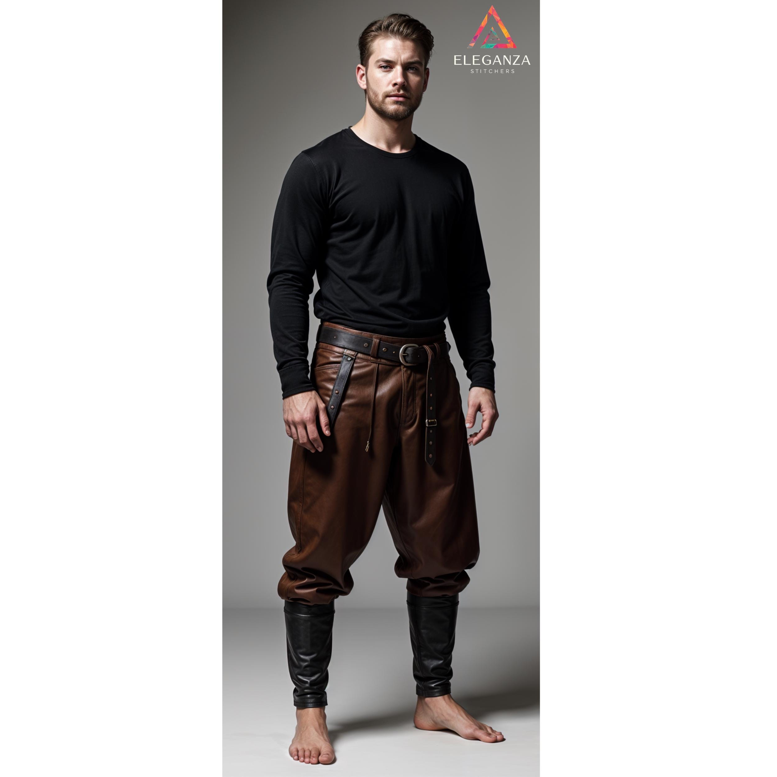 Handmade Customized Brown Leather LARP Pants – Viking Warrior Trousers ...