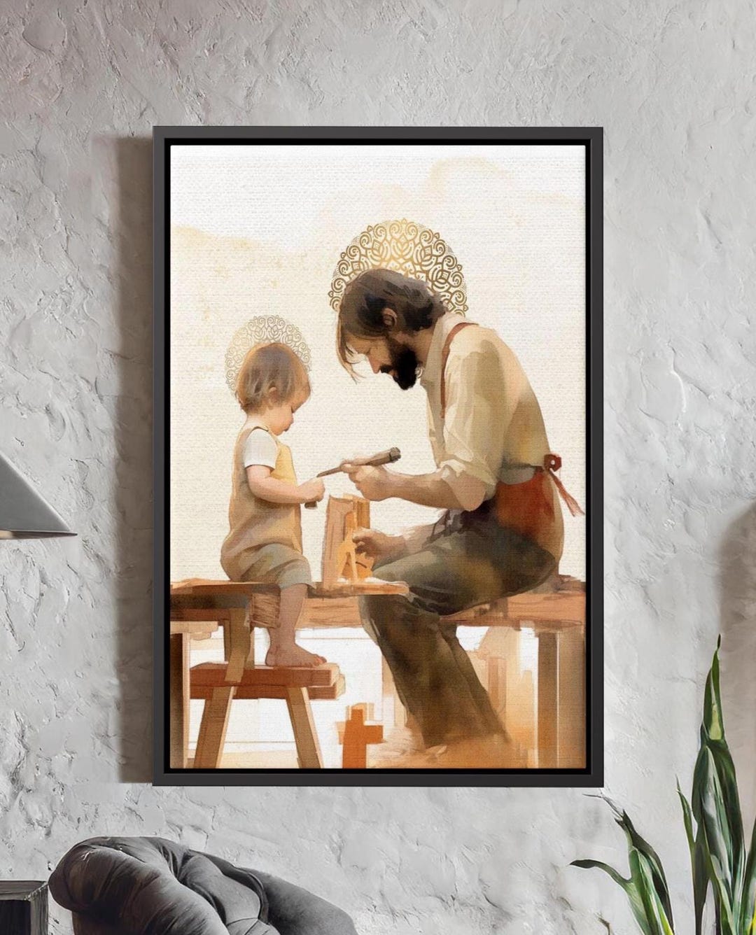 St. Joseph and Baby Jesus Canvas Wall Art, Saint Art, St. Joseph Canvas ...
