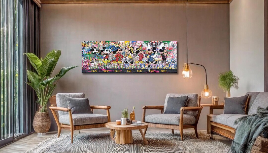 Mickey Mouse Evolution Canvas, Panoramic Pop Art, Graffiti Style Wall ...
