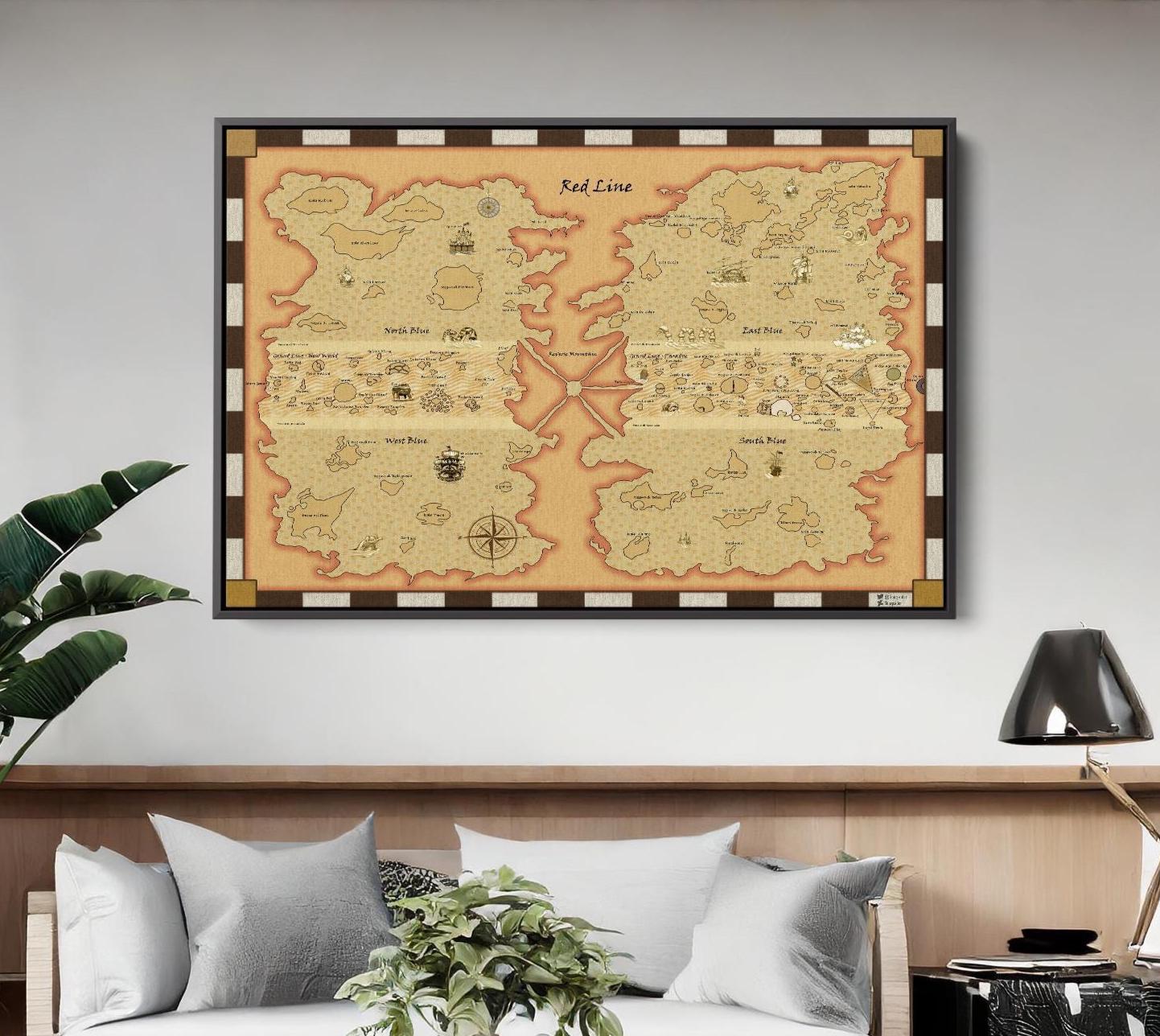 Anime World Map, Canvas Map, World Map, Canvas Scroll, Tabletop Gift ...
