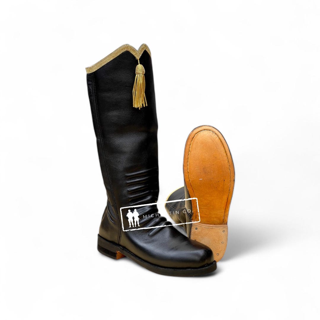 Men's Black Leather Long Boots, Custom and All Sizes Available Fashion ...