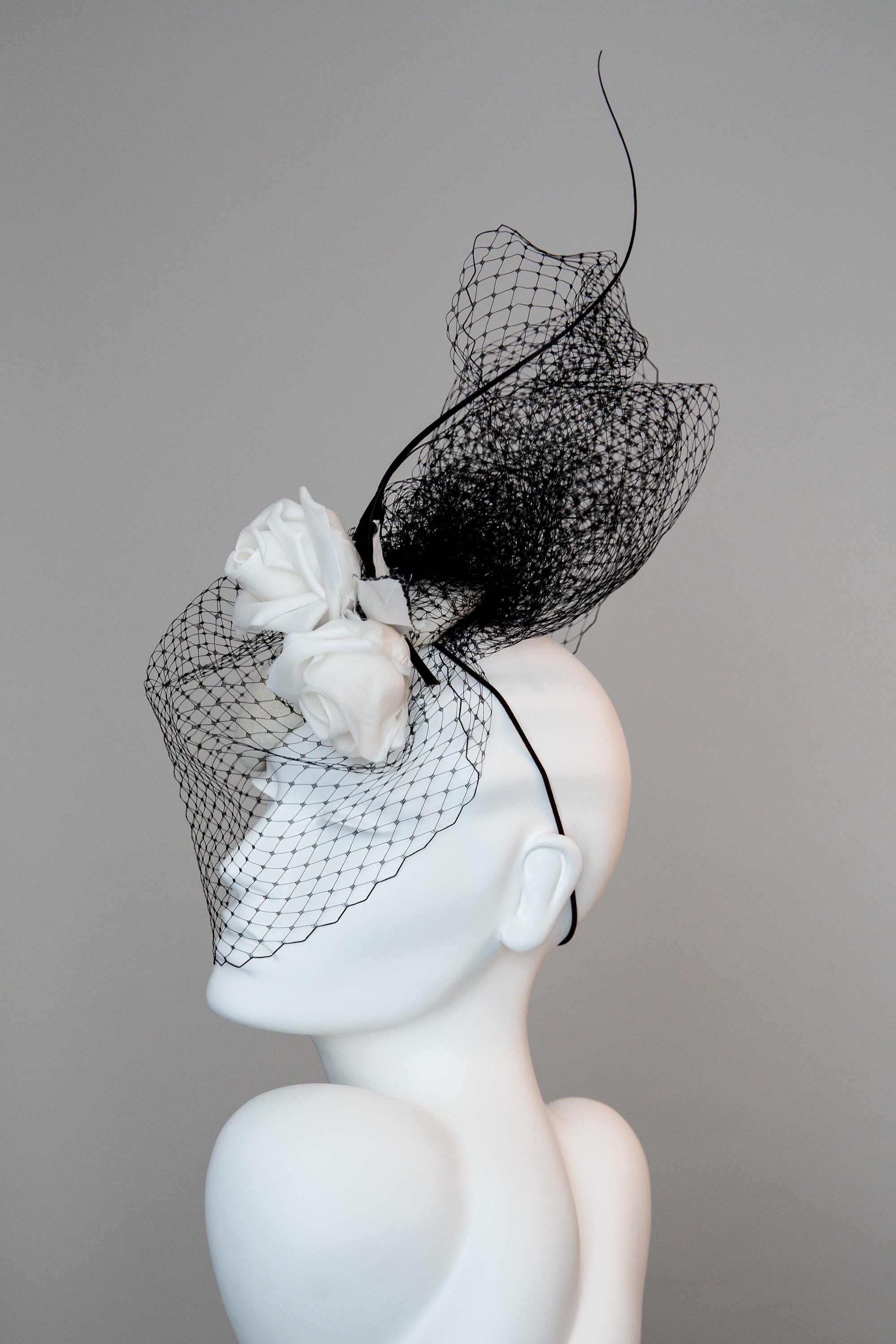 Modern Veil Hat Silk Rose Cocktail Hat Ascot Millinery | Etsy