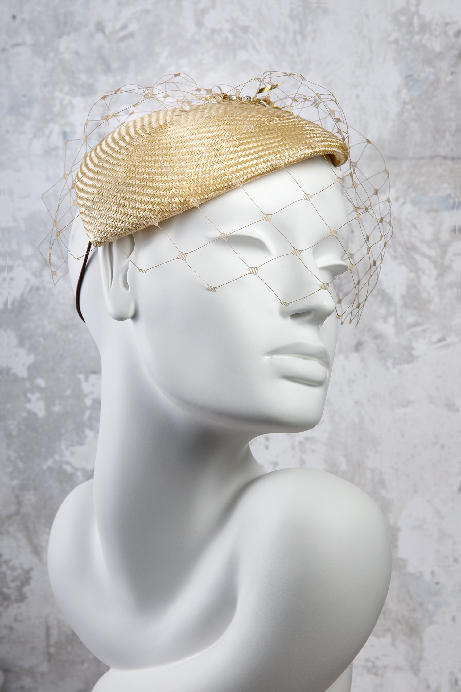 Straw Percher Hat Stunning Millinery With Birdcage Veil Hat - Etsy UK