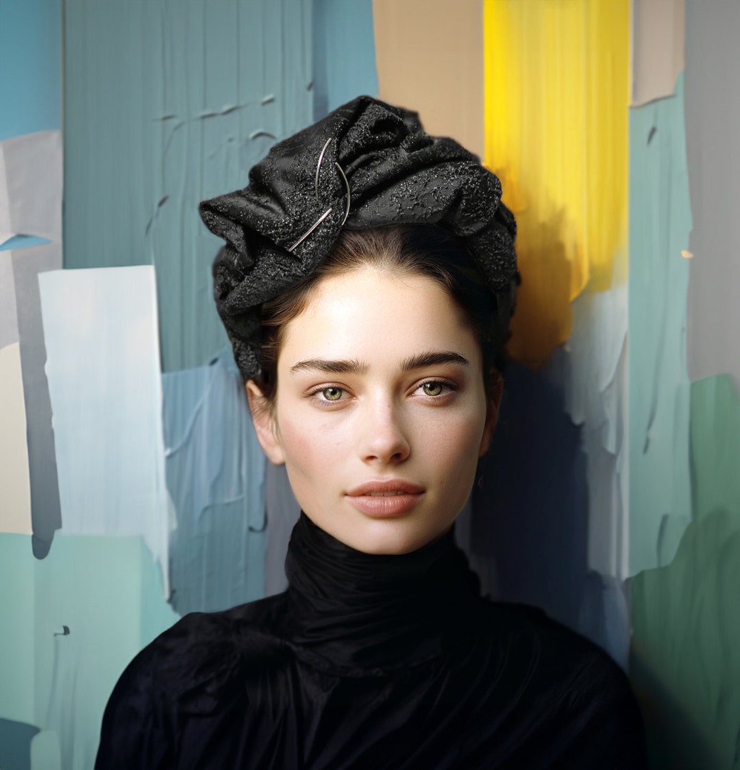 Headband, Black Jacquard Fabric Headpiece, Wedding Guest Millinery ...