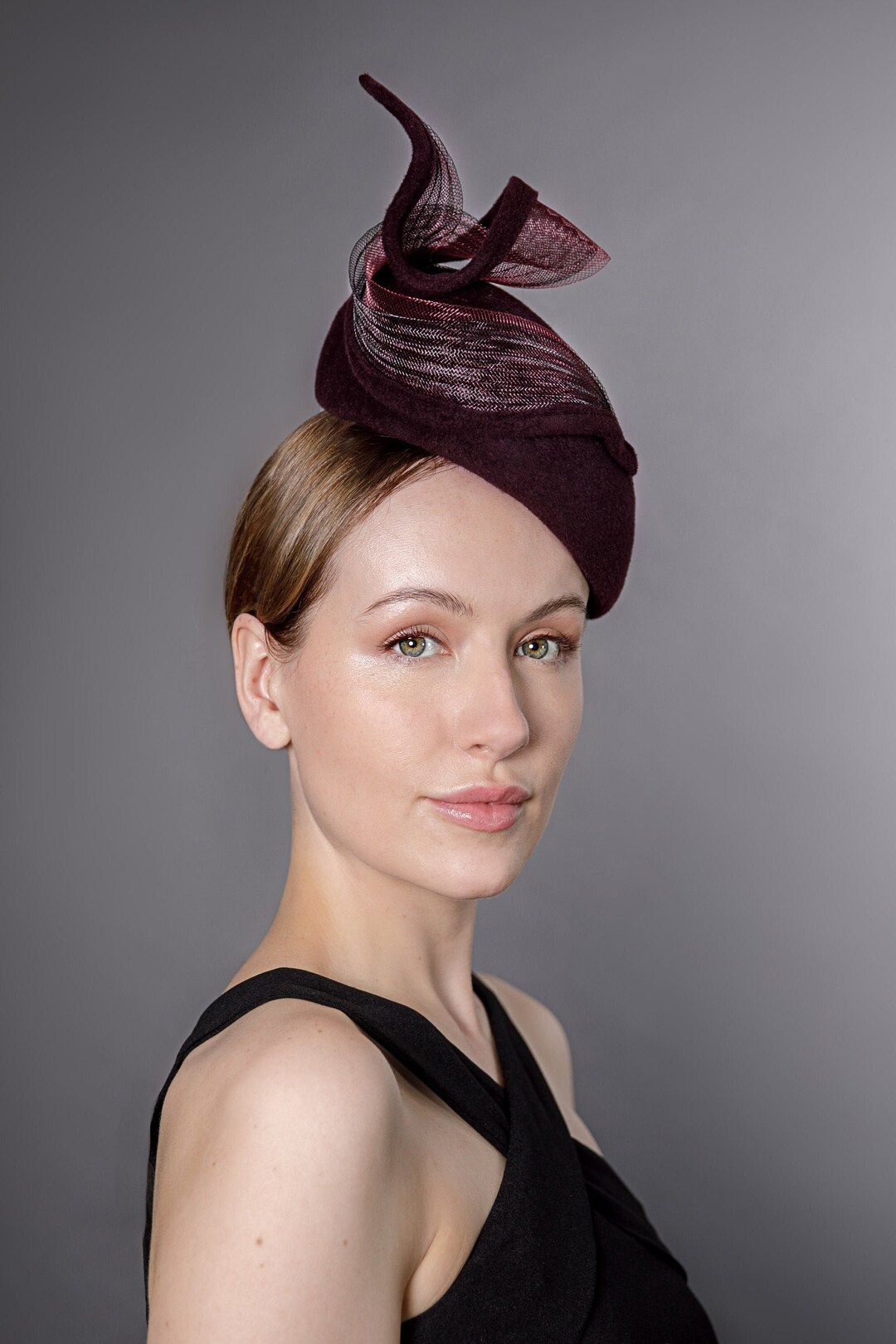 Percher Hat With Sculptural Crin Twist Detail, Felt Cocktail Hat ...