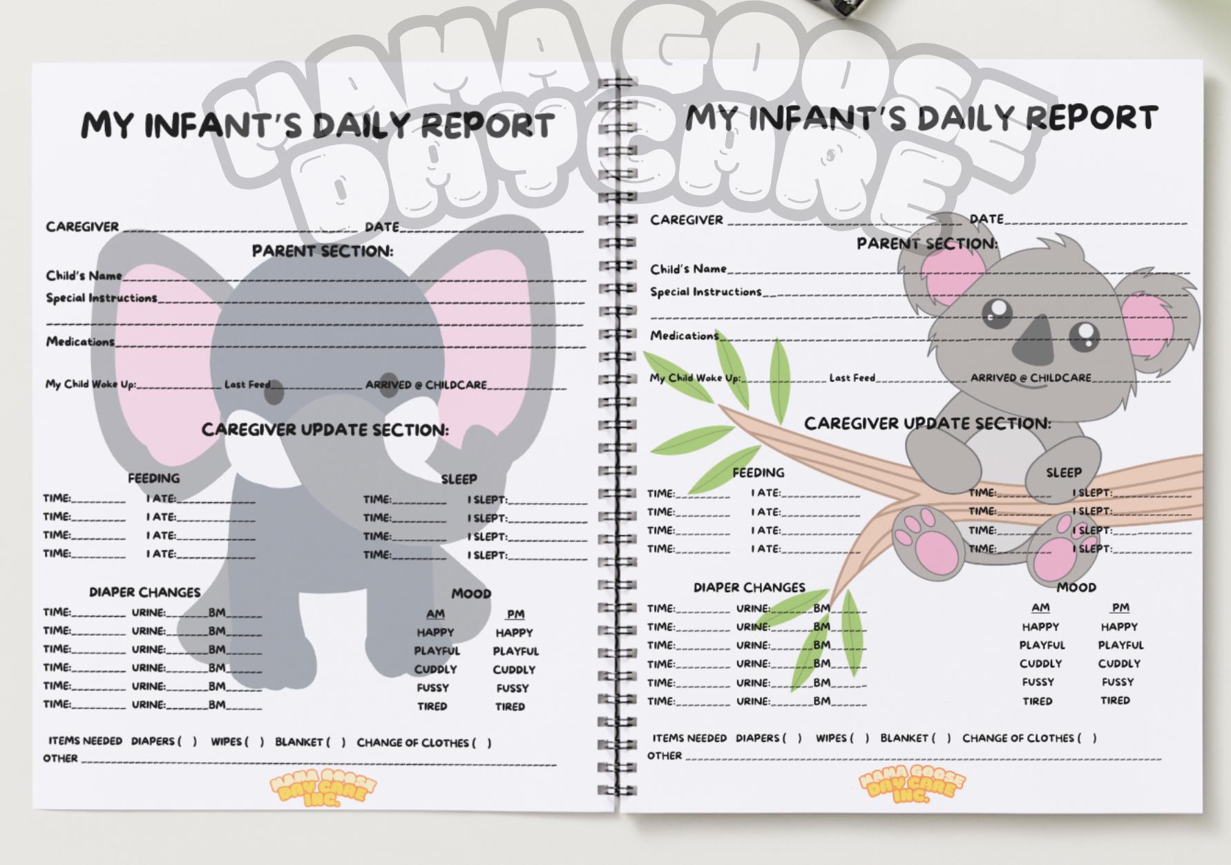 My Infant's Daily Report - Day Care Tracker - Daily Progress Report ...