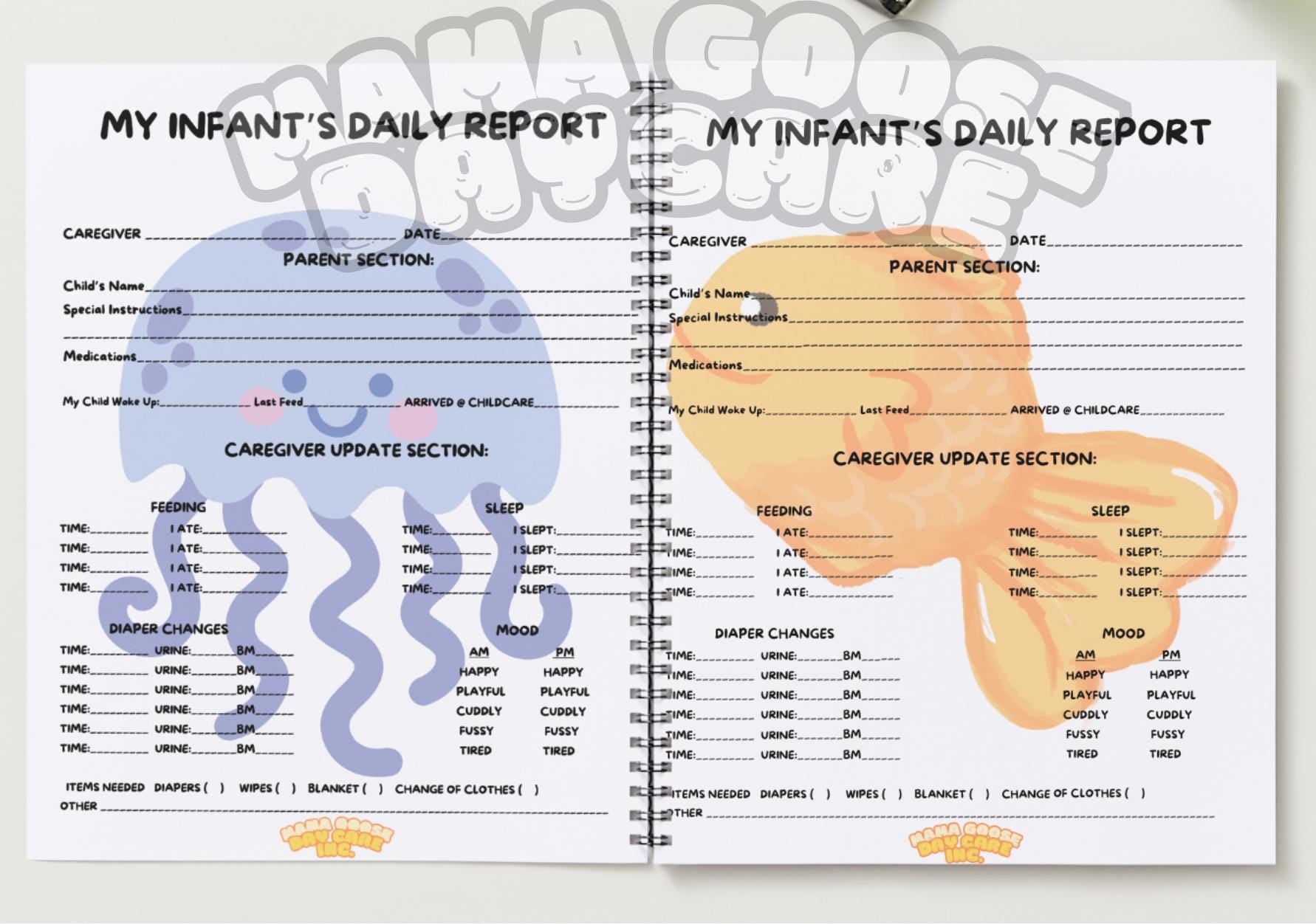 My Infant's Daily Report - Day Care Tracker - Daily Progress Report ...