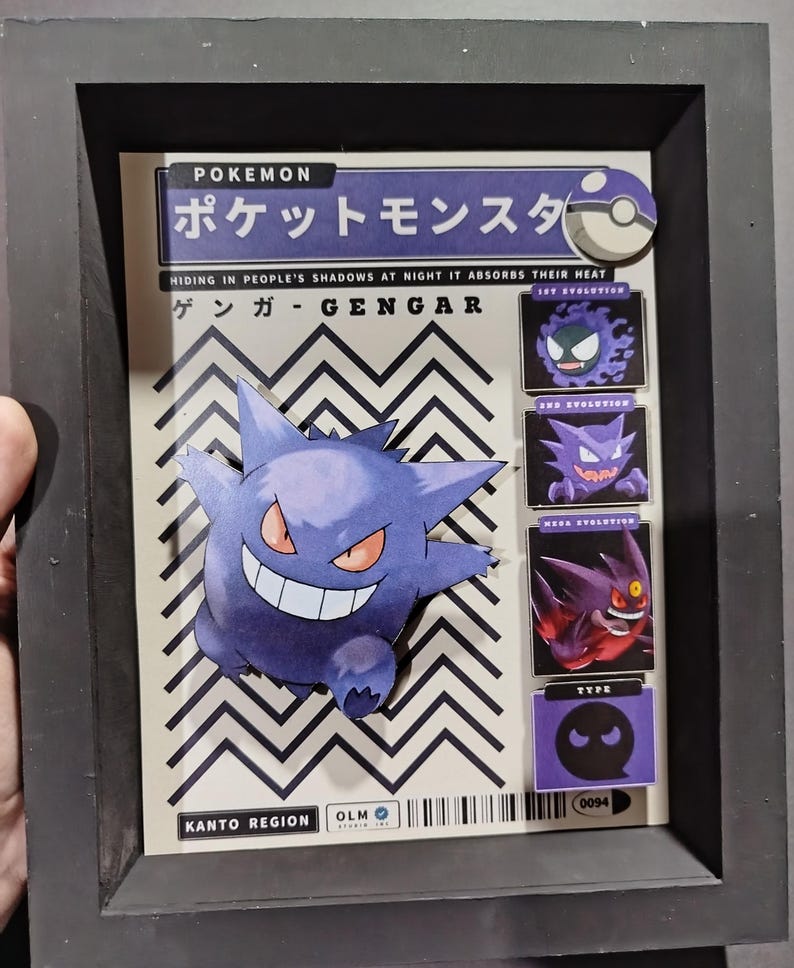 Gengar Shadowbox | 3D Layered Art | Personalized Pop Culture Decor ...