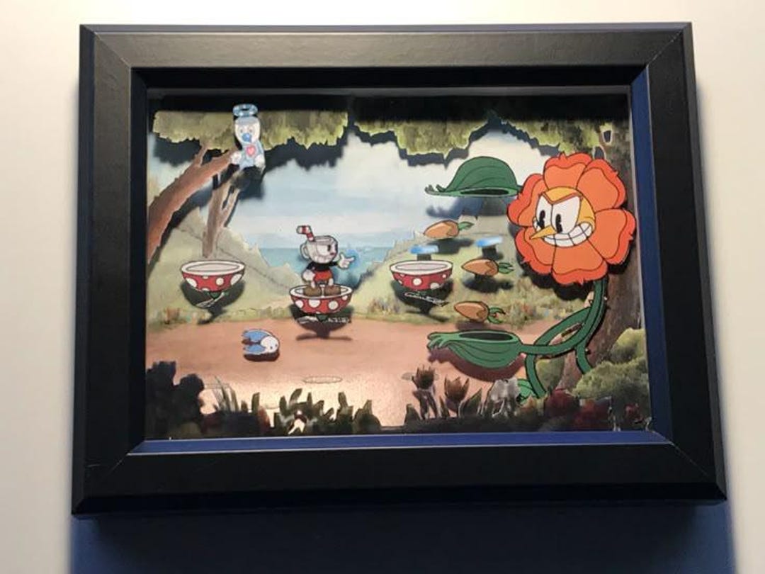 Cuphead Shadowbox | 3D Layered Art | Personalized Pop Culture Decor & Gift | Multiple Models ...