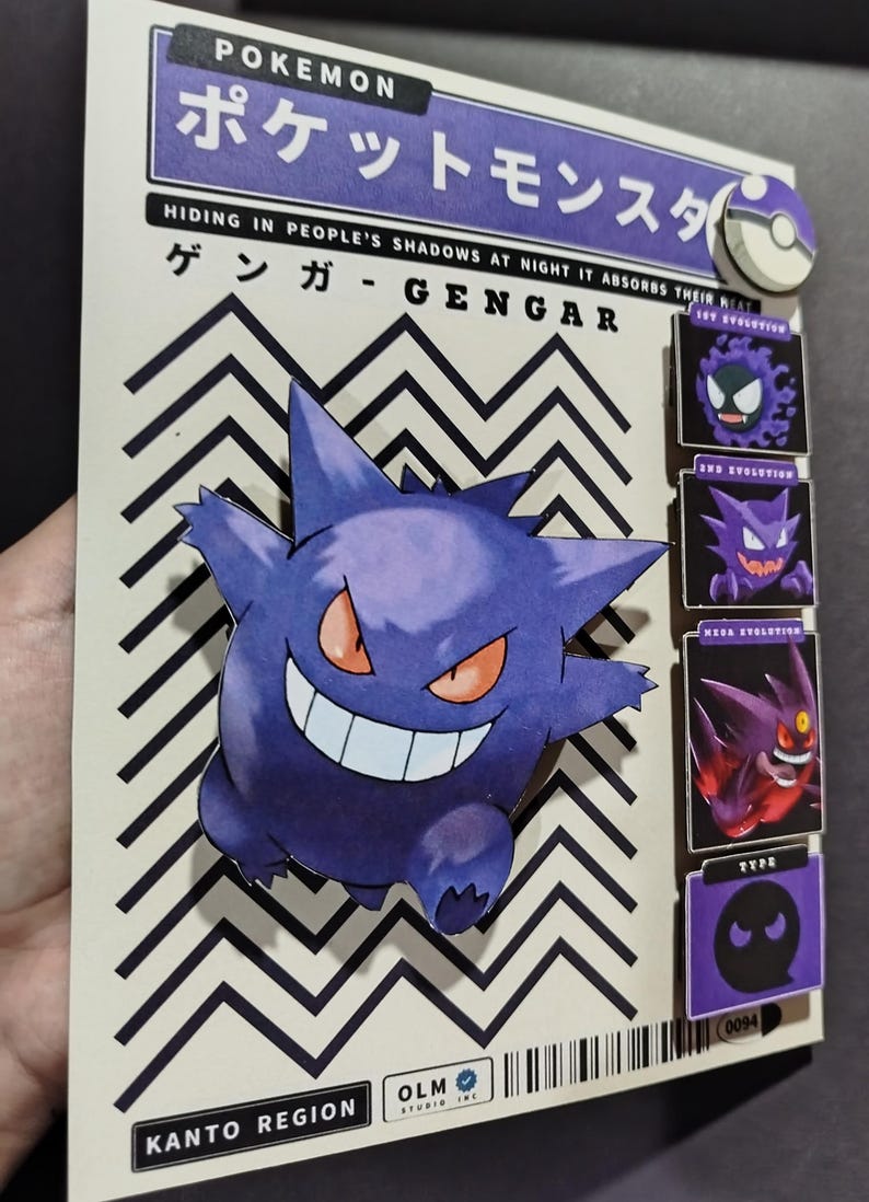 Gengar Shadowbox | 3D Layered Art | Personalized Pop Culture Decor ...