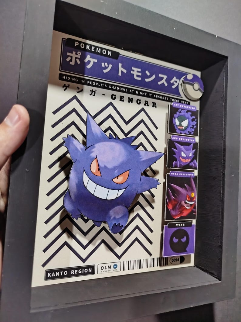 Gengar Shadowbox | 3D Layered Art | Personalized Pop Culture Decor ...