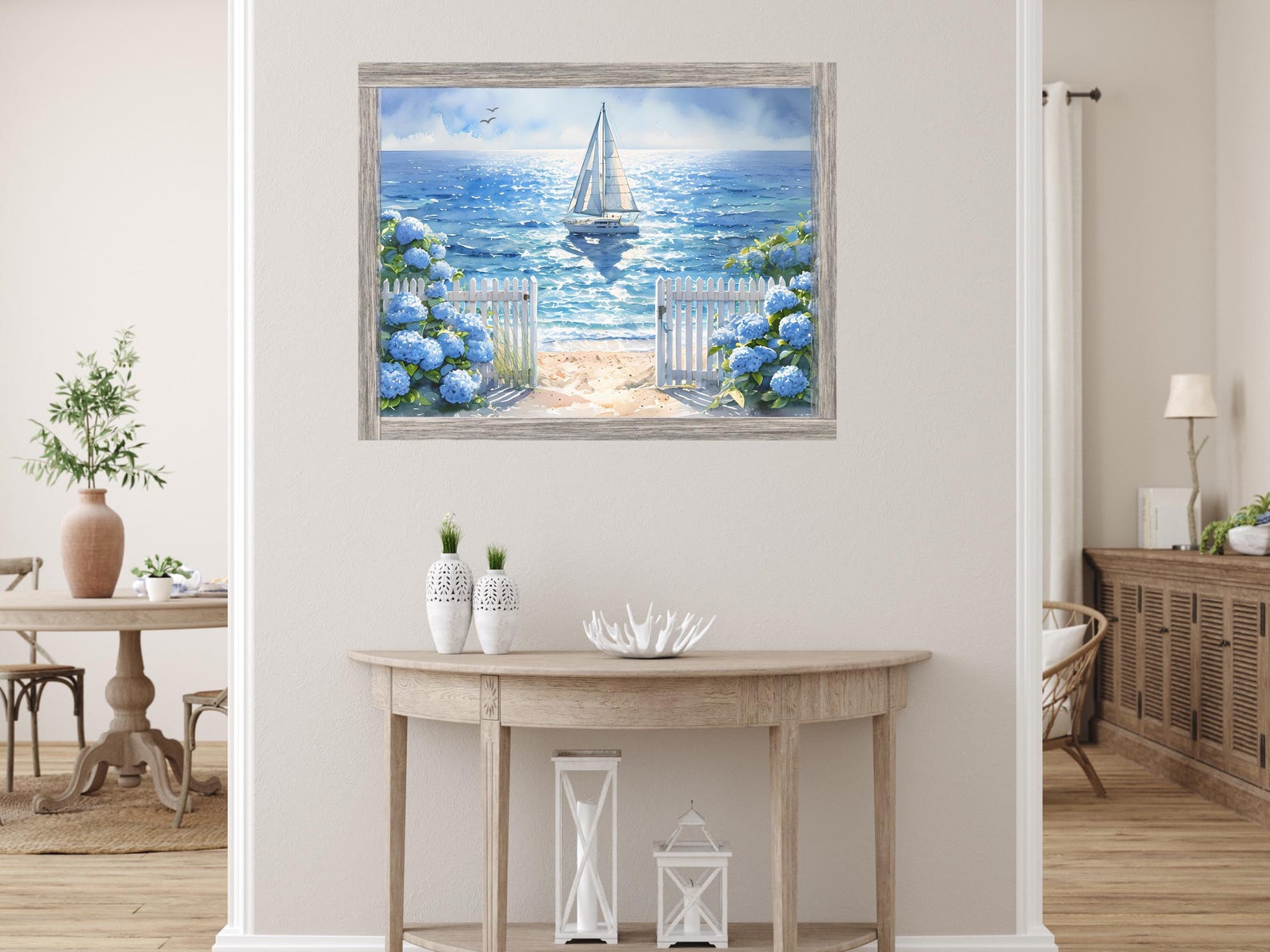 Sailboat Coastal Art, Beach House Decor, Nautical Digital Download ...