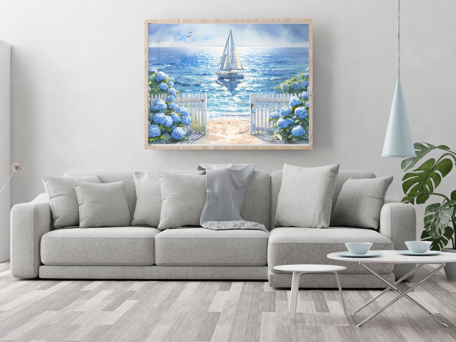 Sailboat Coastal Art, Beach House Decor, Nautical Digital Download ...