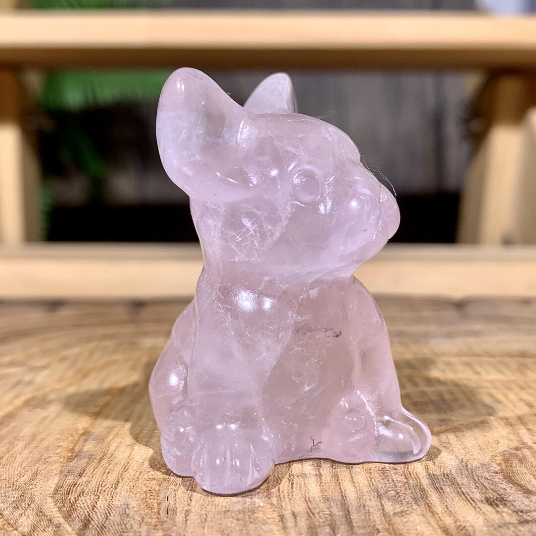 Lovely! 2" Rose Quartz Dog Carving, Natural Crystal Puppy Sculpture ...
