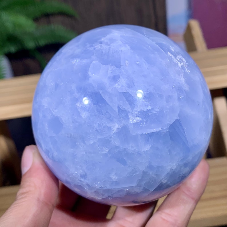 Natural Celestite Sphere, Blue Crystal Sphere, Blue Gemstone Ball Decor ...