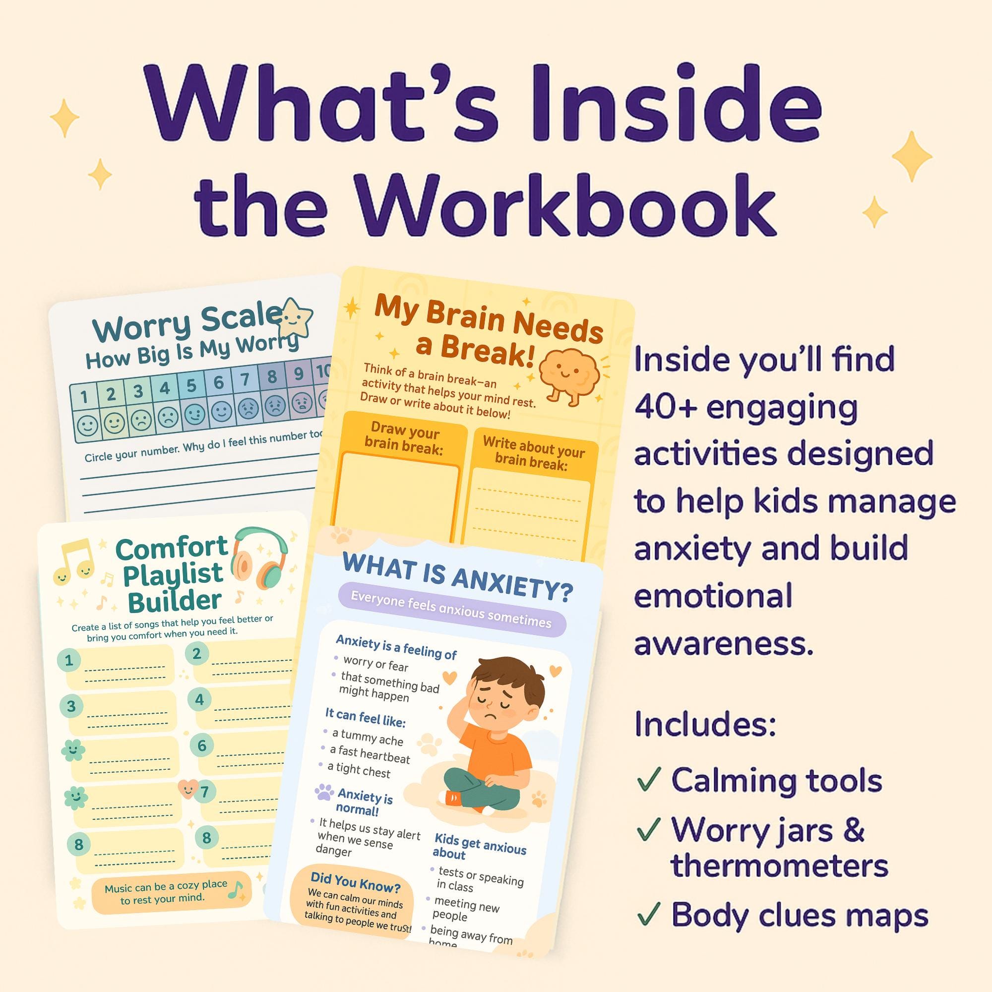 Kids Anxiety Workbook PRINTABLE | 80+ CBT Activities Bundle | Children ...
