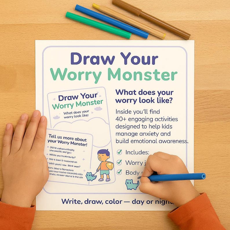 Kids Anxiety Workbook PRINTABLE | 80+ CBT Activities Bundle | Children ...