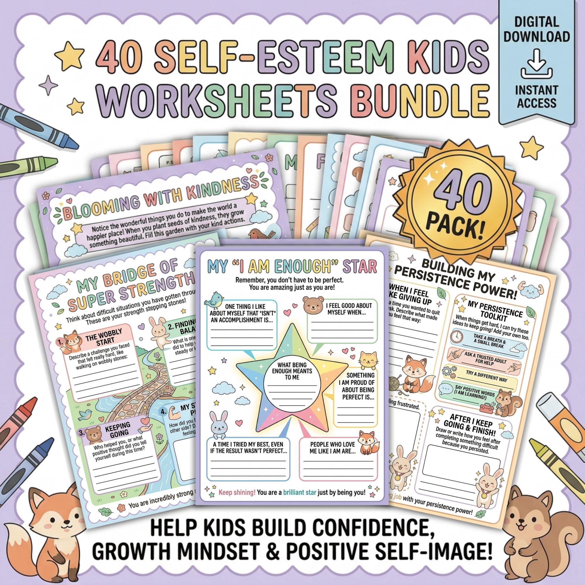 Self Esteem Worksheets for Kids Printable 40 Confidence Building ...
