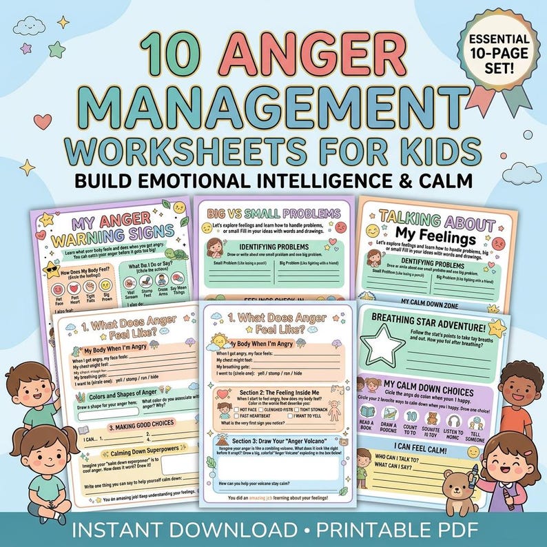 10 Anger Management Worksheets for Kids, Calm Down Activities & Coping ...