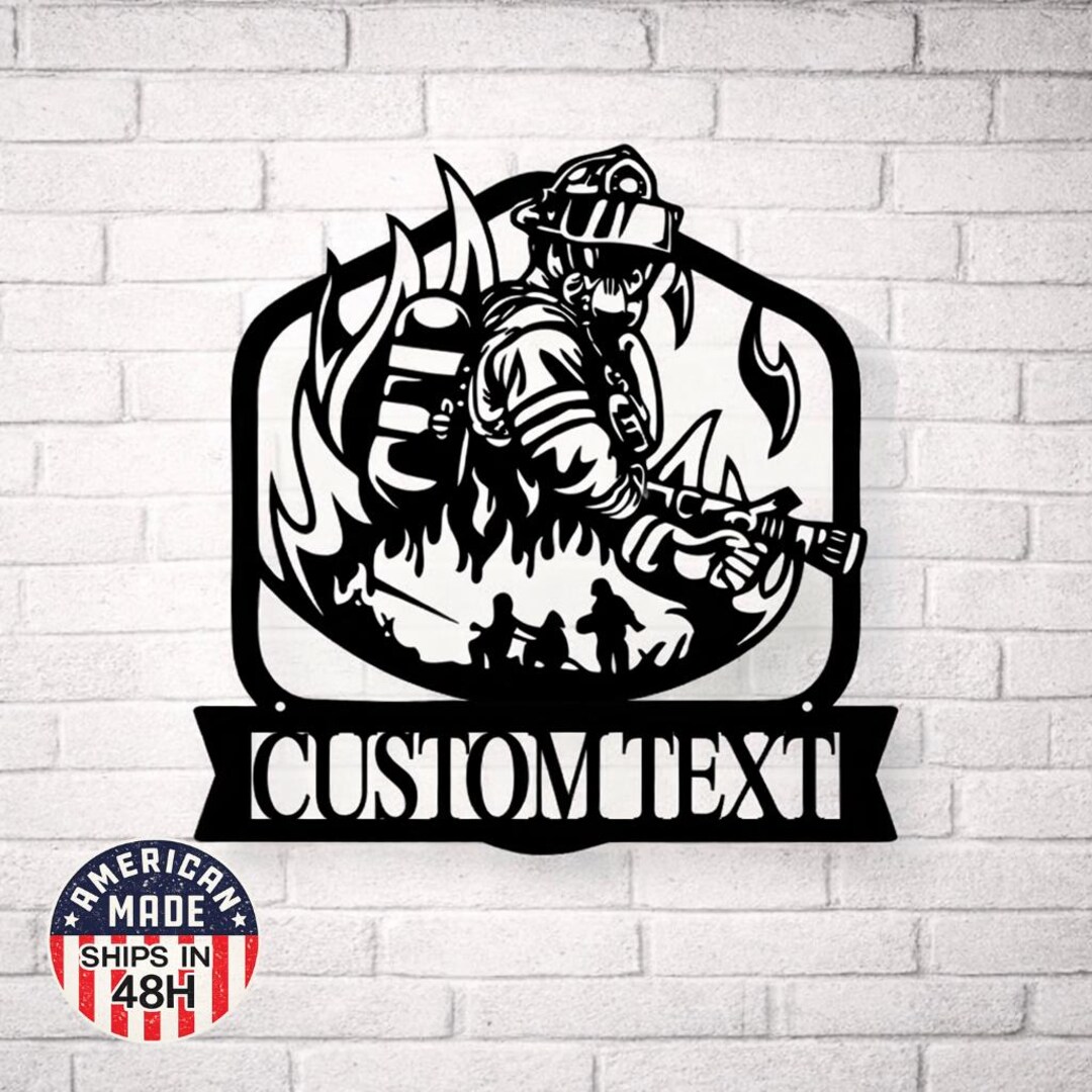Personilazed Fireman Name Metal Sign, Custom Firefighter Decor Indoor ...
