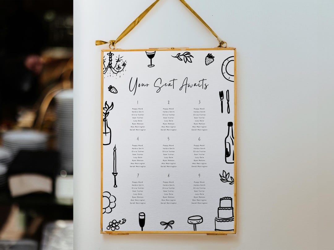 Seating Plan, Collage Style Template | Editable and Hand-drawn ...