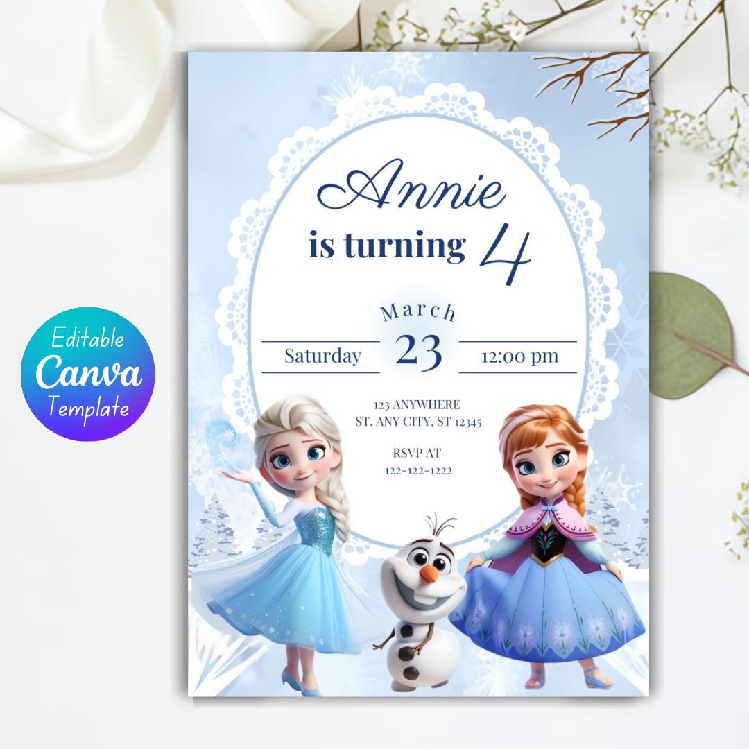 Frozen Birthday Invitation: Princess Elsa, Winter Wonderland (digital ...