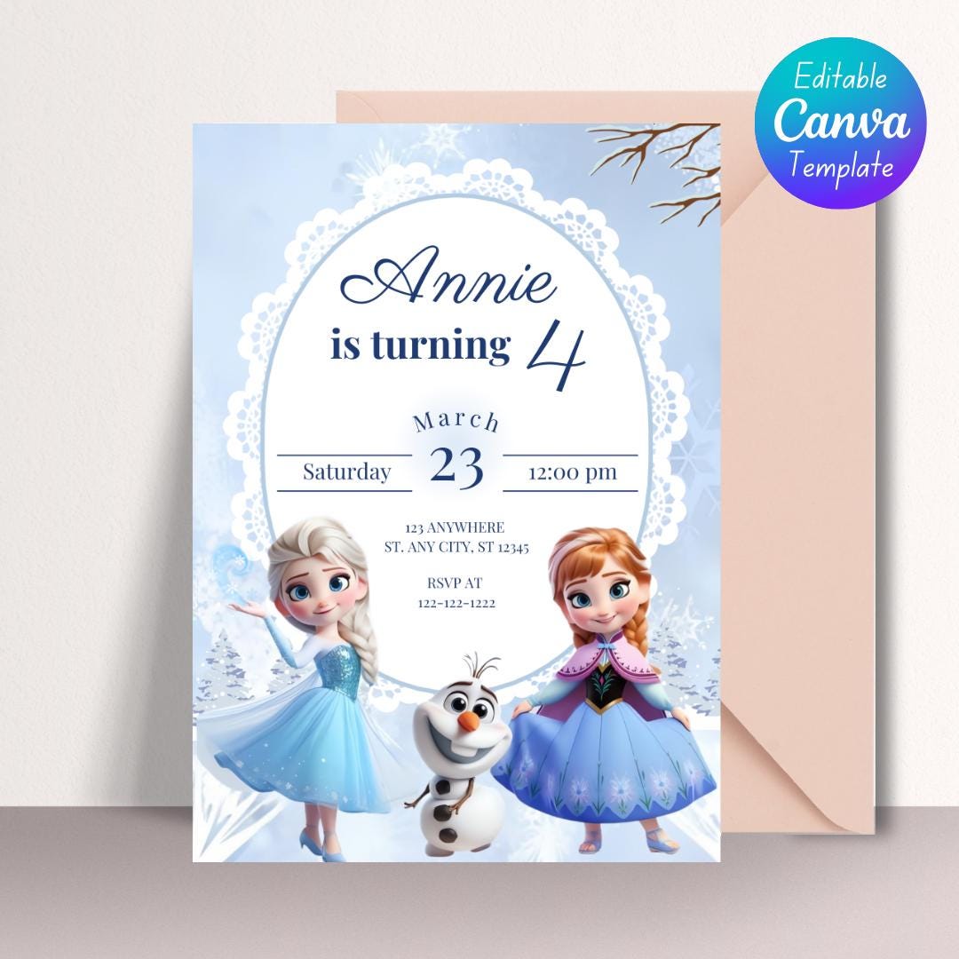 Frozen Birthday Invitation: Princess Elsa, Winter Wonderland (digital ...