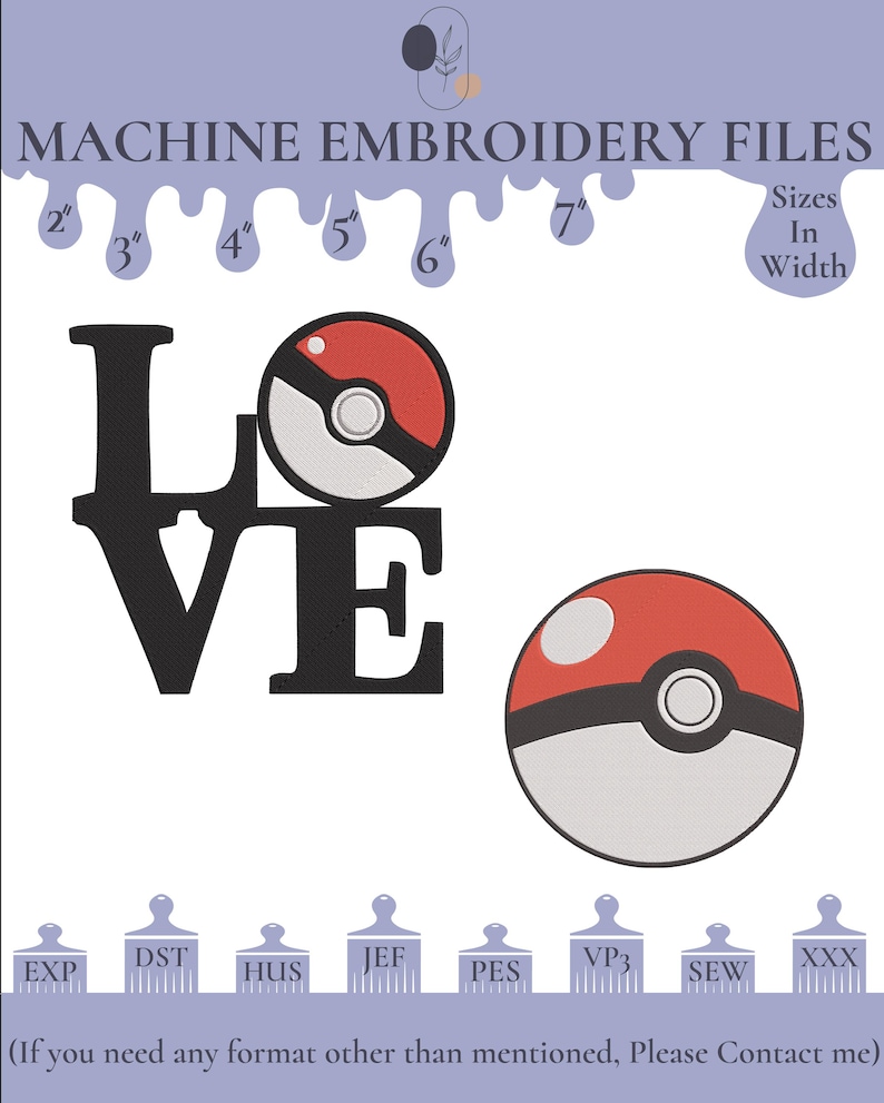 Pokemon Love Pokeball Machine Embroidery Design, 6 Sizes, Instant ...