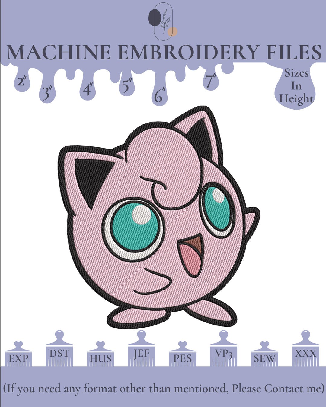 Pokemon Jigglypuff Embroidery Design, Multiple Sizes (instant Download ...