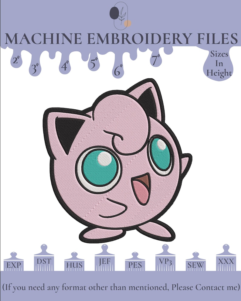 Disegno da ricamo Pokemon Jigglypuff, diverse dimensioni (download ...