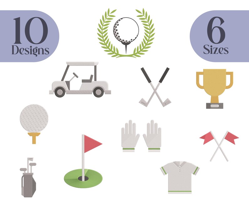 Golf Mini Fill Stitch Machine Embroidery Design Bundle (digital ...