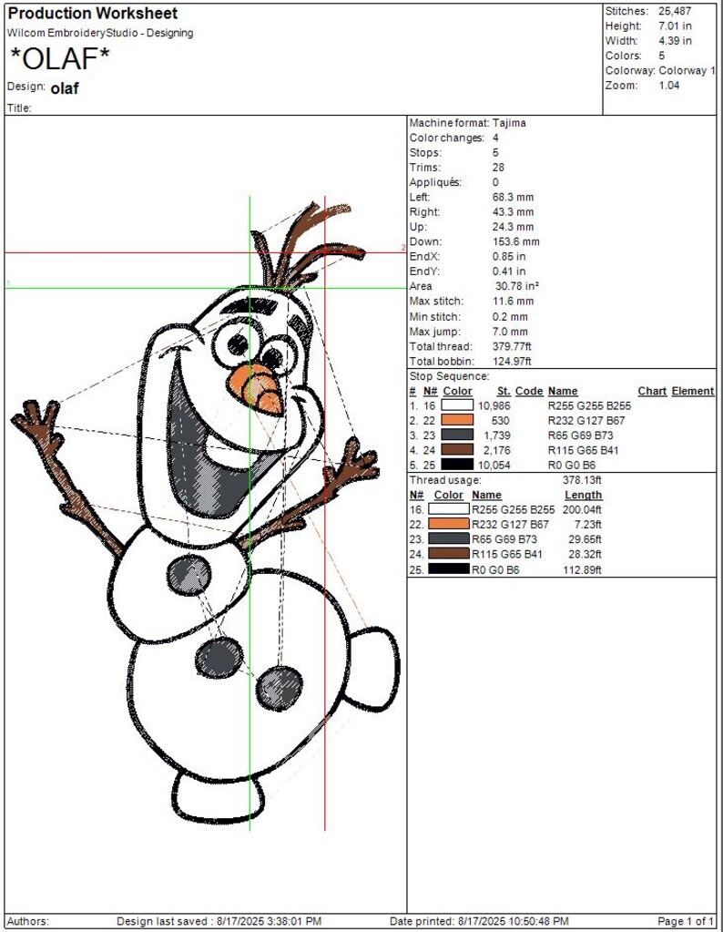 Happy Olaf Embroidery Design: 6 Sizes Frozen Applique (instant Download ...