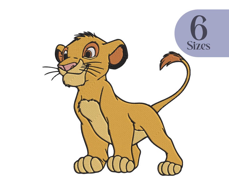 Simba the Lion King Machine Embroidery Design, 6 Sizes, 8 Formats ...