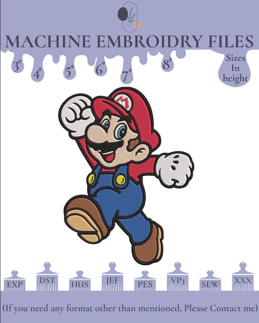 Mario Machine Embroidery Design: Multi-size Super Mario Bros. (instant ...