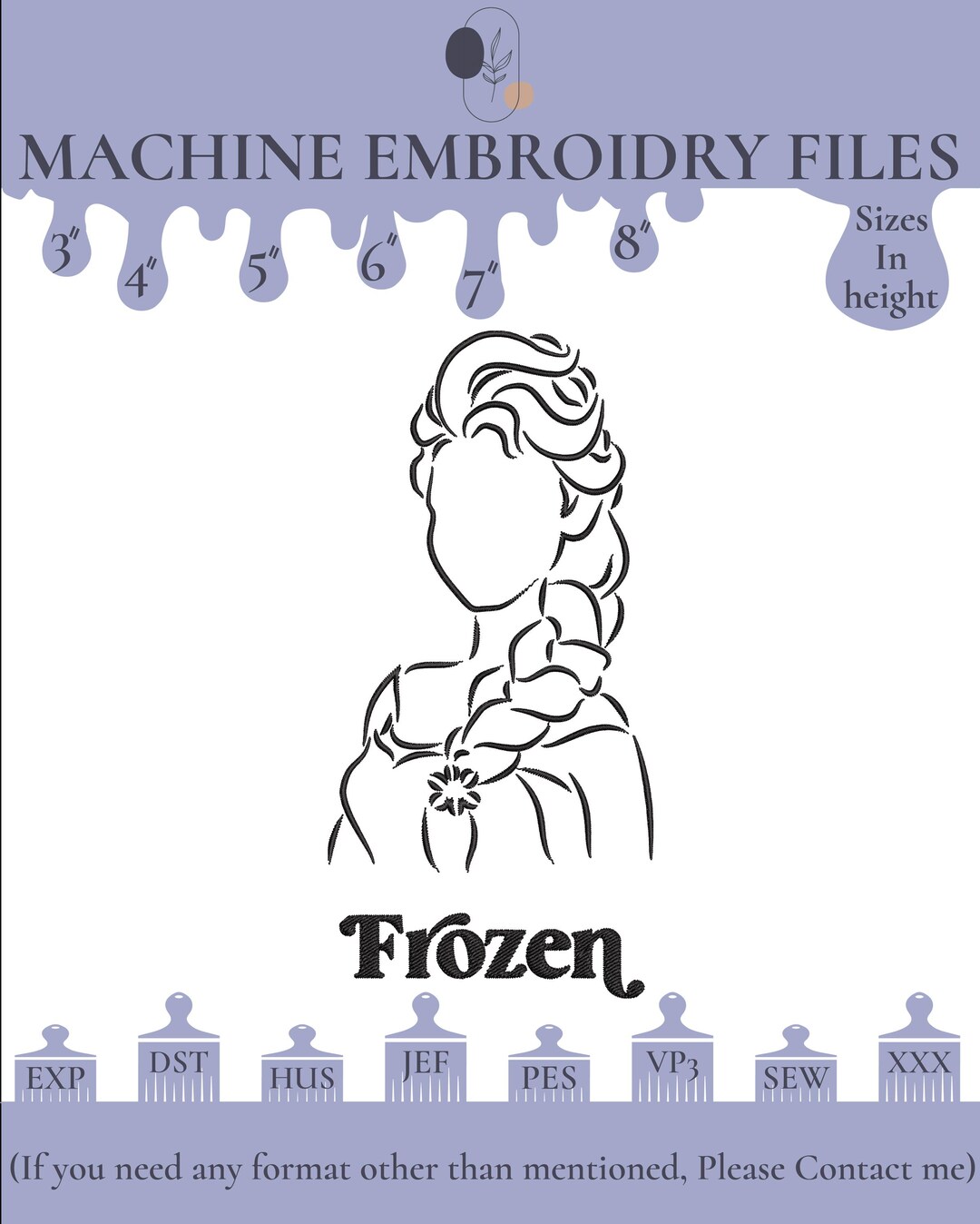 Frozen Outline Machine Embroidery Design, 6 Sizes, Instant Download - Etsy