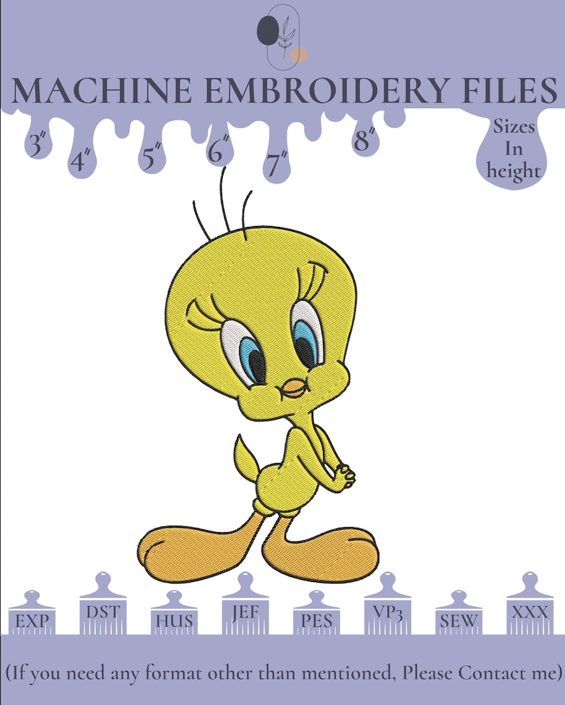 Tweety Bird Machine Embroidery Design, 6 Sizes (digital File) - Etsy