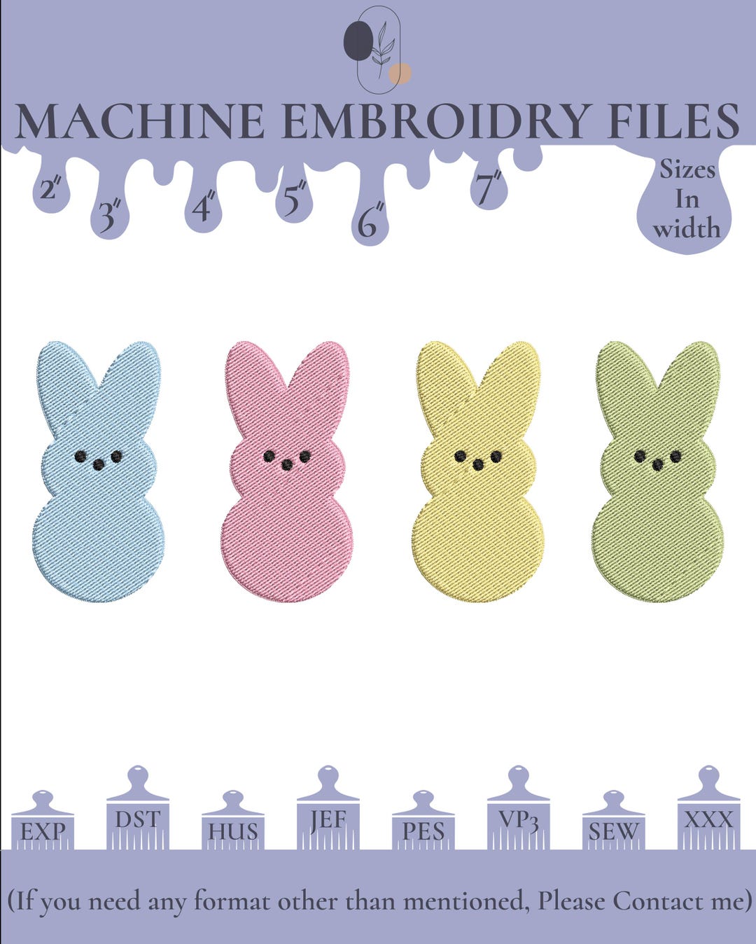 Easter Bunny Peep Embroidery Design, Kids Easter Embroidery File ...