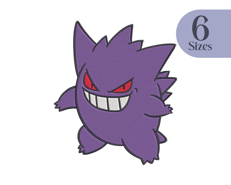Gengar Embroidery Design | Shadow Monster, 6 Sizes (digital Download ...
