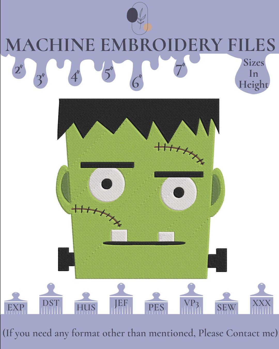 Green Monster Machine Embroidery Design, Digital Halloween Embroidery ...