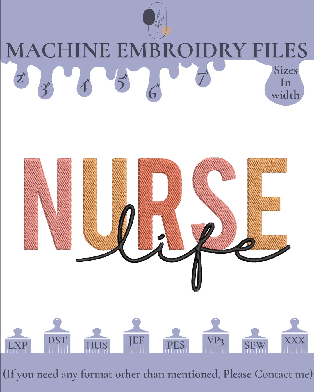 Nurse Life Embroidery Design: 6 Sizes (instant Download) - Etsy