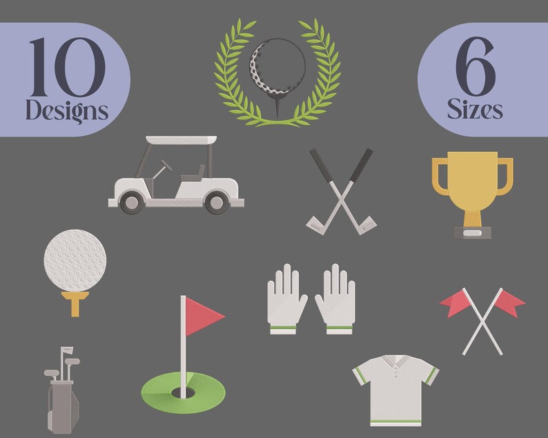 Golf Mini Fill Stitch Machine Embroidery Design Bundle (digital ...