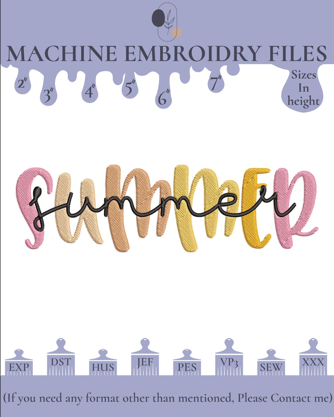 Summer Embroidery Design, 6 Sizes, Instant Download - Etsy