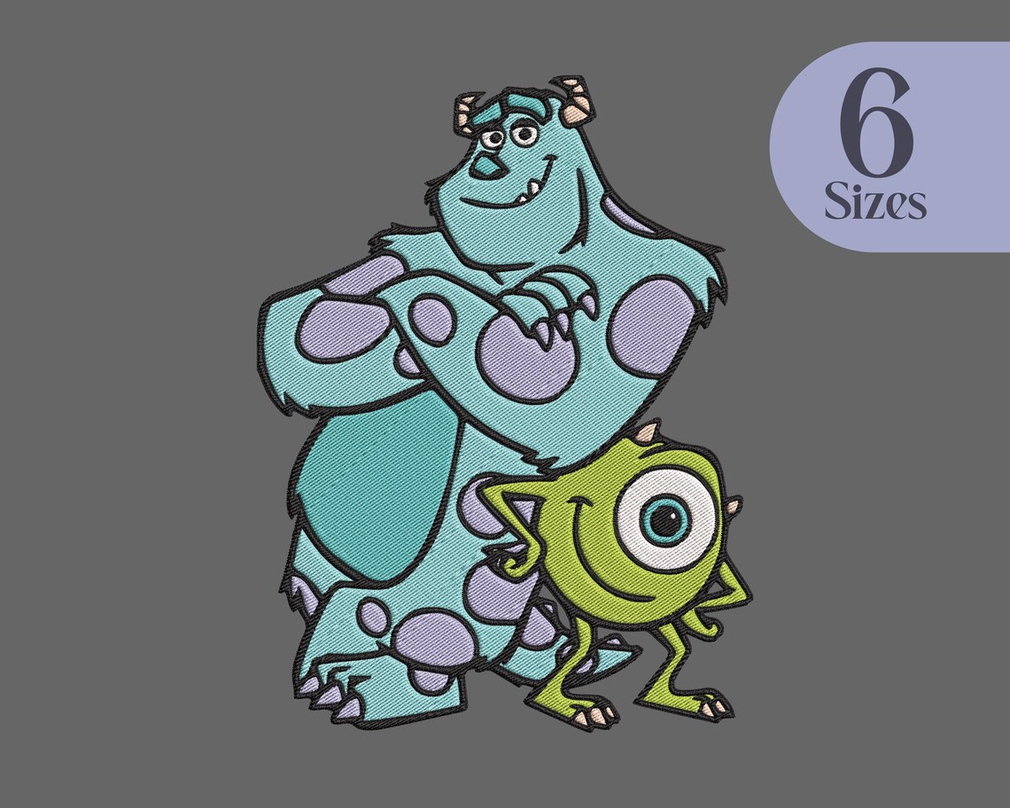 SULLY & MIKE Machine Embroidery Design, 6 Sizes, Instant Download ...