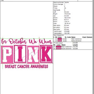 Pink Ribbon Embroidery Design: Breast Cancer Awareness Machine File ...
