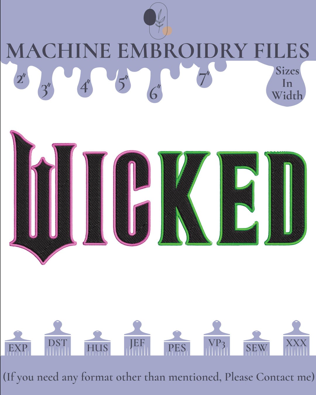 Wicked Logo Machine Embroidery Design: 6 Sizes (digital Files) - Etsy