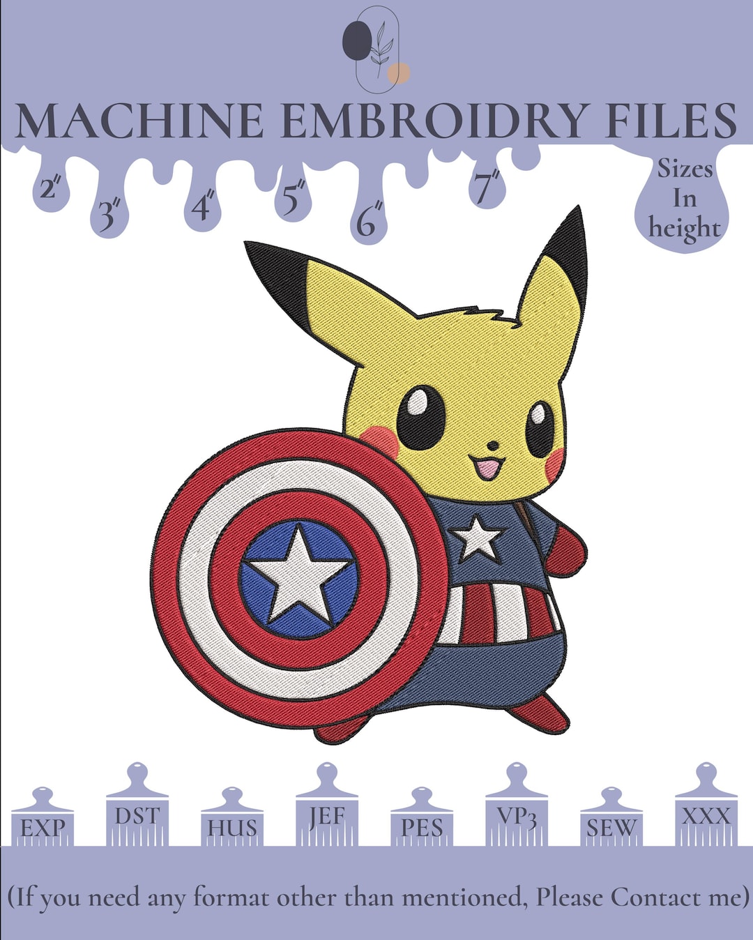 Embroidery Pokemon Pikachu Captain America Емbroidery Design, Machine ...