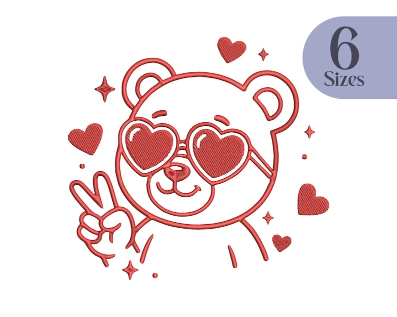 Valentine Bear With Heart Machine Embroidery Design, 6 Sizes (instant ...