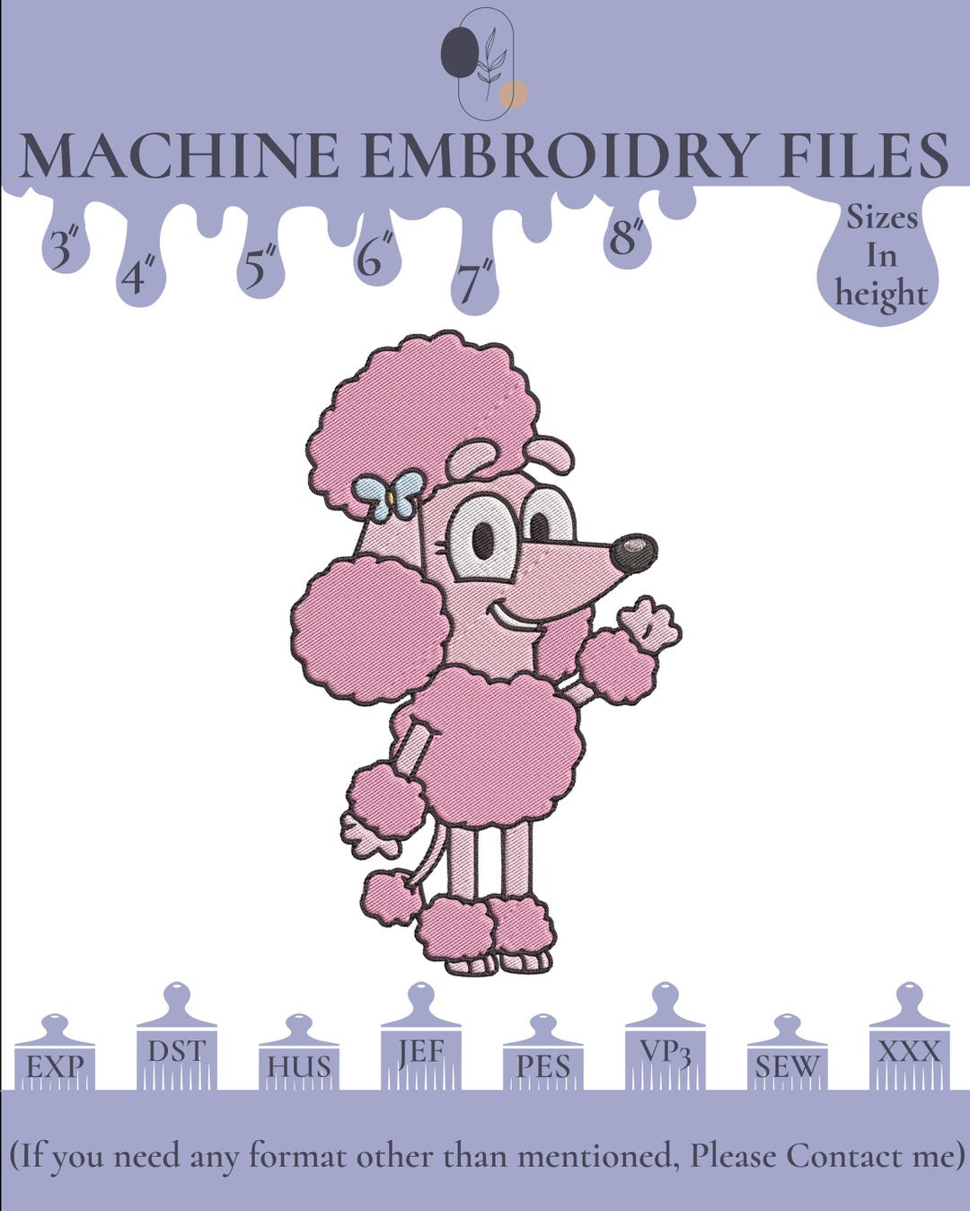 Bluey Character Embroidery Design, Bluey Machine Embroidery File, 6 ...