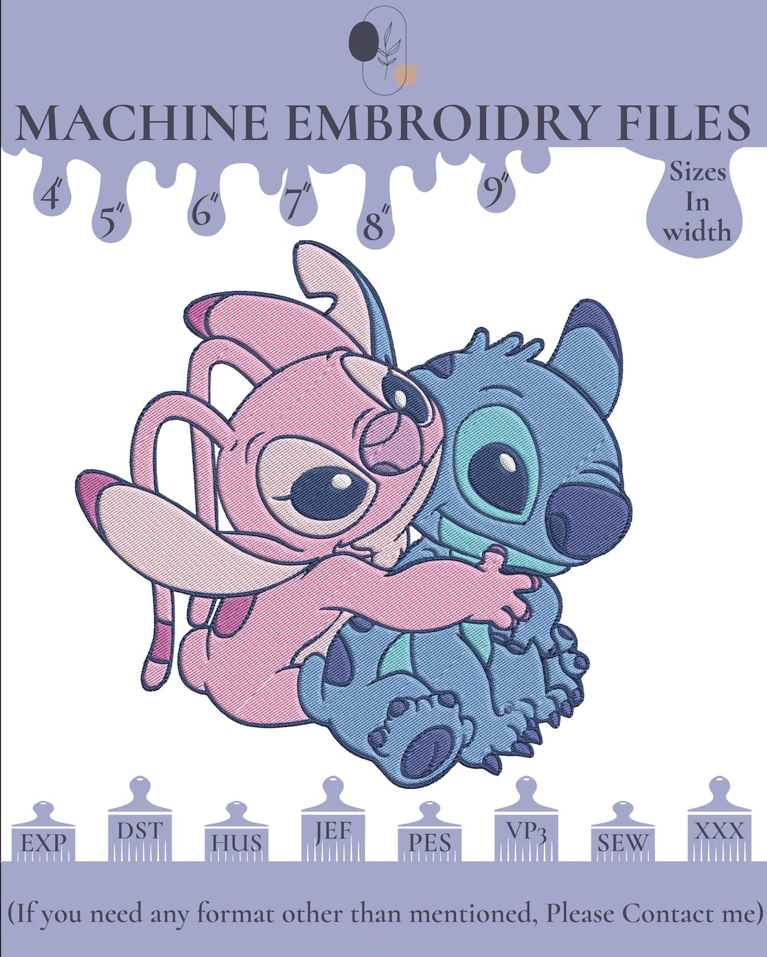 Lilo and Stitch Hug Embroidery Design: Angel, 6 Sizes (instant Download ...